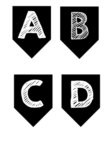 Black and white display bunting upper and lower case lettering ...