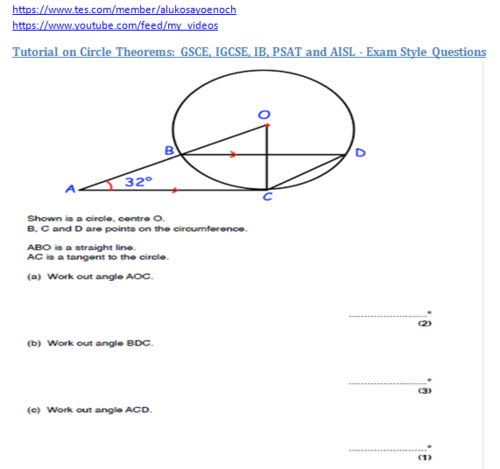 Circle Theorems Igcse Gcse Ib Psat And Aisl [exam Guides Complete Learning Resource