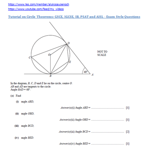Circle Theorems Igcse Gcse Ib Psat And Aisl [exam Guides Complete Learning Resource