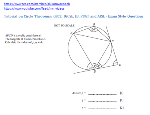 Circle Theorems Igcse Gcse Ib Psat And Aisl [exam Guides Complete Learning Resource