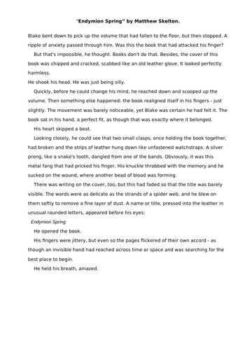 Short story extract How does the writer | Teaching Resources