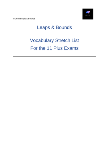 11 Plus Vocabulary List 2 | Teaching Resources