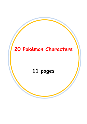 Pokemon Characters - Pictures | Teaching Resources