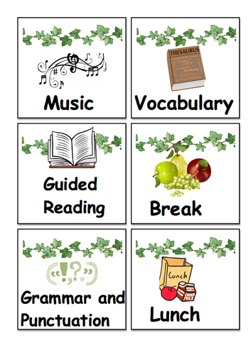 Visual Timetable (Natural Theme - Ivy Leaves) | Teaching Resources