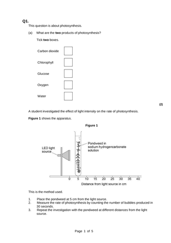 Factors that affect the rate of photosynthesis: Required Practical ...