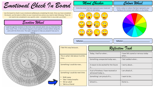 Emotional Check In Worksheet - Anxiety Worries Fears Reflection ...