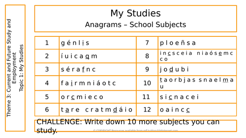 MY STUDIES & LIFE AT SCHOOL/COLLEGE Spanish Vocabulary Practice ...