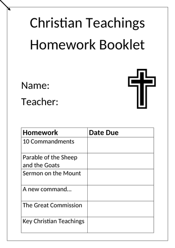 Christian Teachings Homework Booklet Edexcel B | Teaching Resources