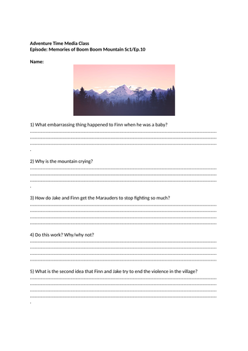 Media Class English- Adventure Time Lesson 1 | Teaching Resources