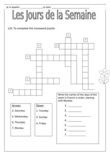FRENCH- Days of the week - Les Jours de la Semaine | Teaching Resources