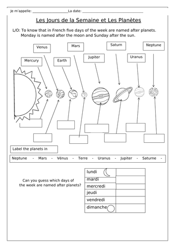 FRENCH- Days of the week - Les Jours de la Semaine | Teaching Resources