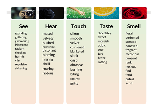 Creative writing - senses synonyms | Teaching Resources