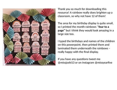 Rainbow Birthday Display | Teaching Resources