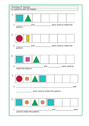 Year 1 Patterns with 2D shapes | Teaching Resources Year 1 Patterns with 2D shapes | Teaching Resources
