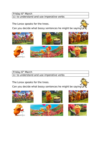 Year 1 Lorax Unit of Work: Instructions | Teaching Resources