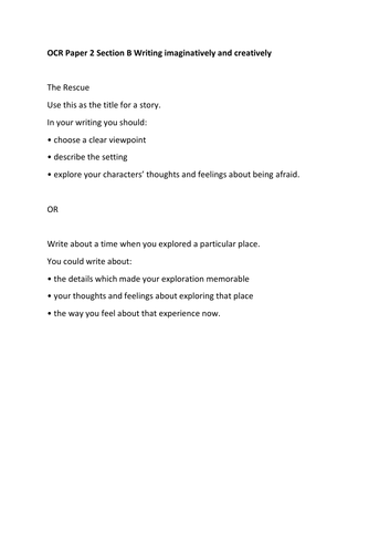 OCR English Language GCSE: Paper 2 Creative Writing tasks | Teaching ...