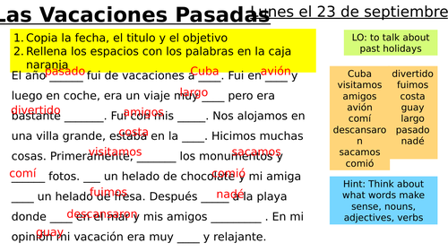 GCSE Spanish - Module 1 - Las Vacaciones | Teaching Resources