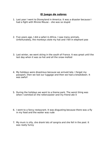 GCSE Spanish - Module 1 - Las Vacaciones | Teaching Resources