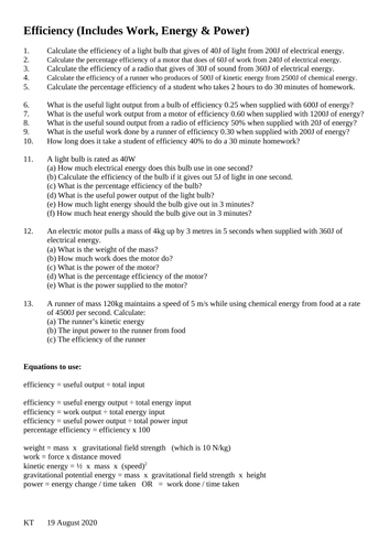 Energy Conversion and Efficiency | Teaching Resources