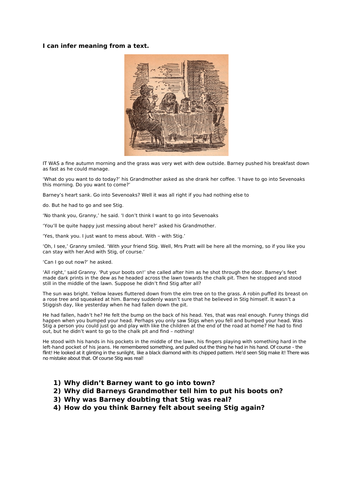 STIG OF THE DUMP KS2 - COMPREHENSION WEEKS WORTH OF READING PLANS AND ...