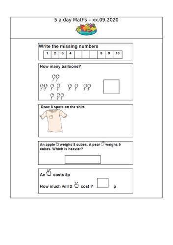 5 a day Maths Year 2 | Teaching Resources