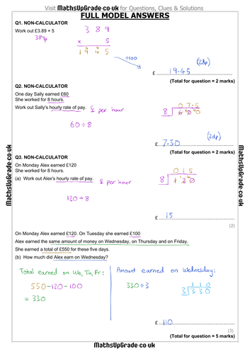Money Calculations -EdExcel 1MA1 questions | Teaching Resources