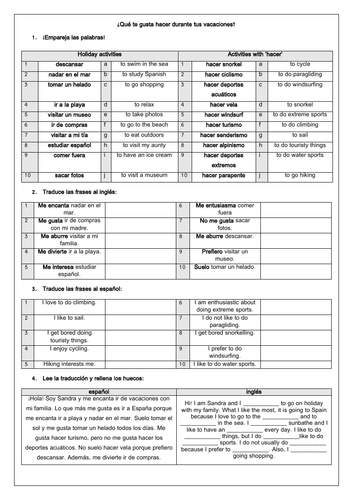 Spanish Holidays - Las vacaciones | Teaching Resources