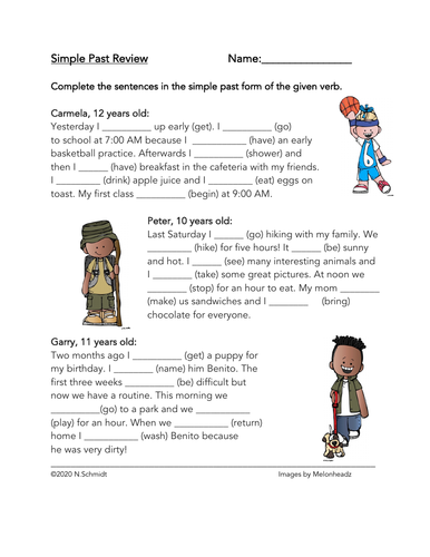 English Simple Past Reading / Worksheet: 20 Fill in the Blanks ...