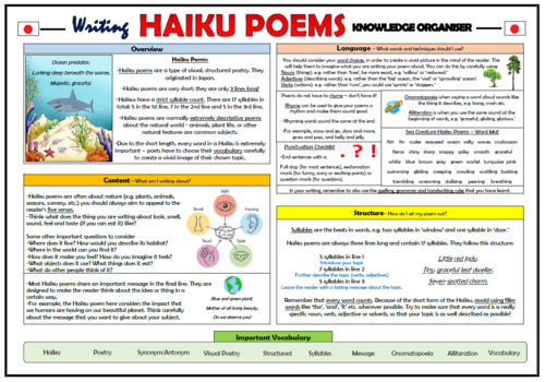 Writing Haiku Poems - Knowledge Organiser! | Teaching Resources