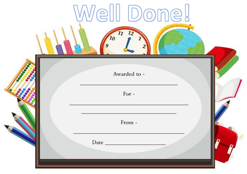 Well Done Certificate Award Praise | Teaching Resources