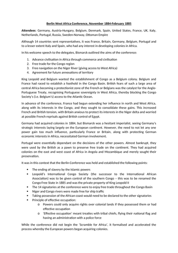 International Relations 2. Scramble for Africa I | Teaching Resources