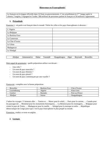La francophonie | Teaching Resources