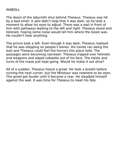 UKS2 The Labyrinth (Theseus and the Minotaur) setting description ...
