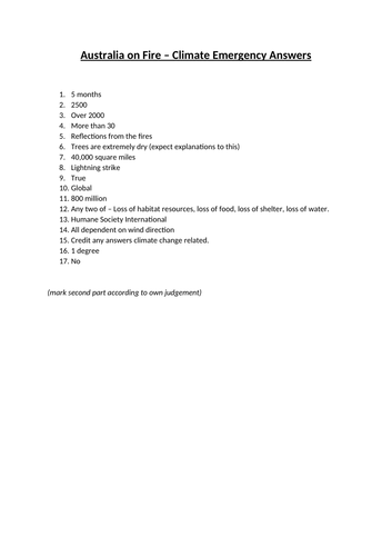 2019/2020 Australian Bushfires - Complete Scheme of Work | Teaching ...
