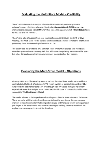 How to Write a 12 Mark Answer in Psychology - The Multi-Store Model ...