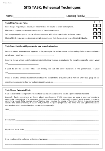 Rehearsal Skills SoL | Teaching Resources