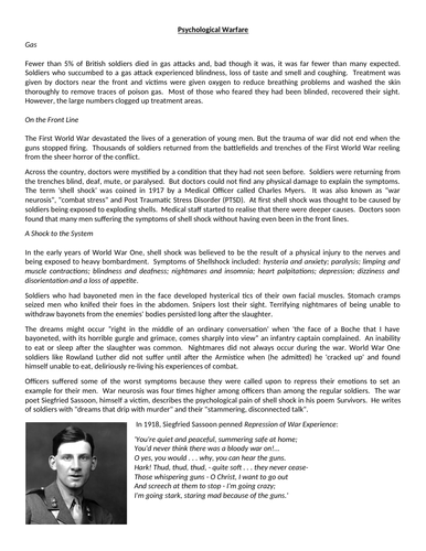 Shell Shock in World War One | Teaching Resources