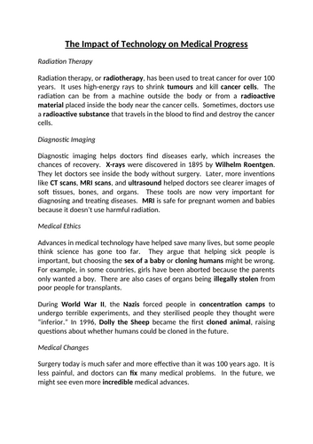 Science and Technology in Modern Medicine | Teaching Resources