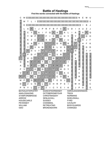 Battle of Hastings Word Search for Primary History" | Teaching Resources