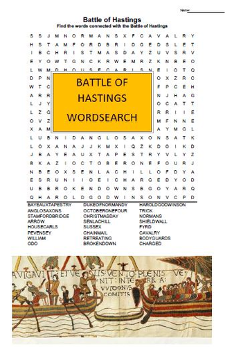 Battle of Hastings Word Search for Primary History" | Teaching Resources