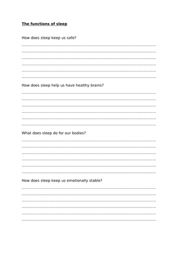 Psychology GCSE OCR- Functions of Sleep 3 hour lesson | Teaching Resources