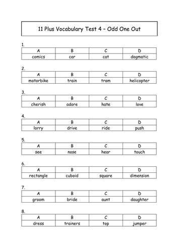 11 Plus Vocabulary Booster Tests | Teaching Resources