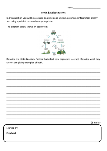 KS4 AQA GCSE Biology (Science) Biotic & Abiotic Factors Lesson ...
