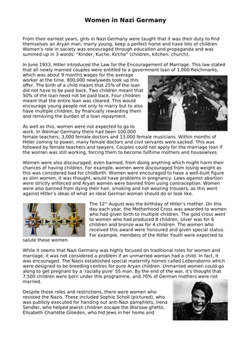 Women, Children & Workers in Nazi Germany | Teaching Resources