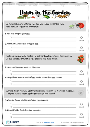 Year 2 Reading Comprehension (FICTION): Science: Micro-habitats ...