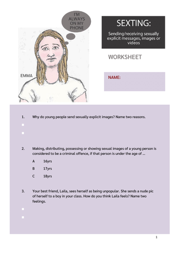 Sexting And Assertiveness Worksheets Us Teaching Resources
