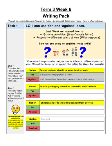 Home Learning Persuasive Writing Pack II | Teaching Resources