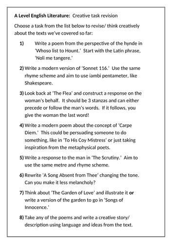 AQA A level English Lit Love through the ages pre 1900 Poetry Anthology ...