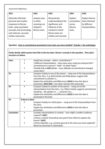 AQA A level English Lit Love through the ages pre 1900 Poetry Anthology ...