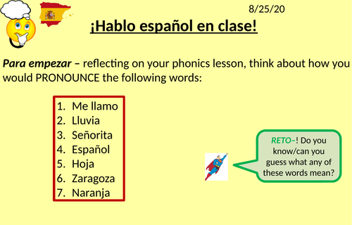Spanish Target Language Lesson | Teaching Resources